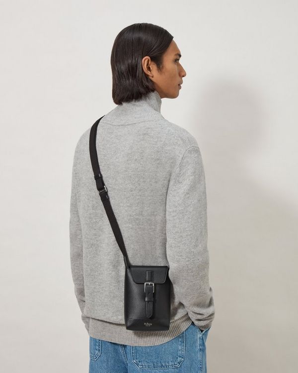 Mulberry | Chiltern Phone Pouch | Black Small Classic Grain | Men