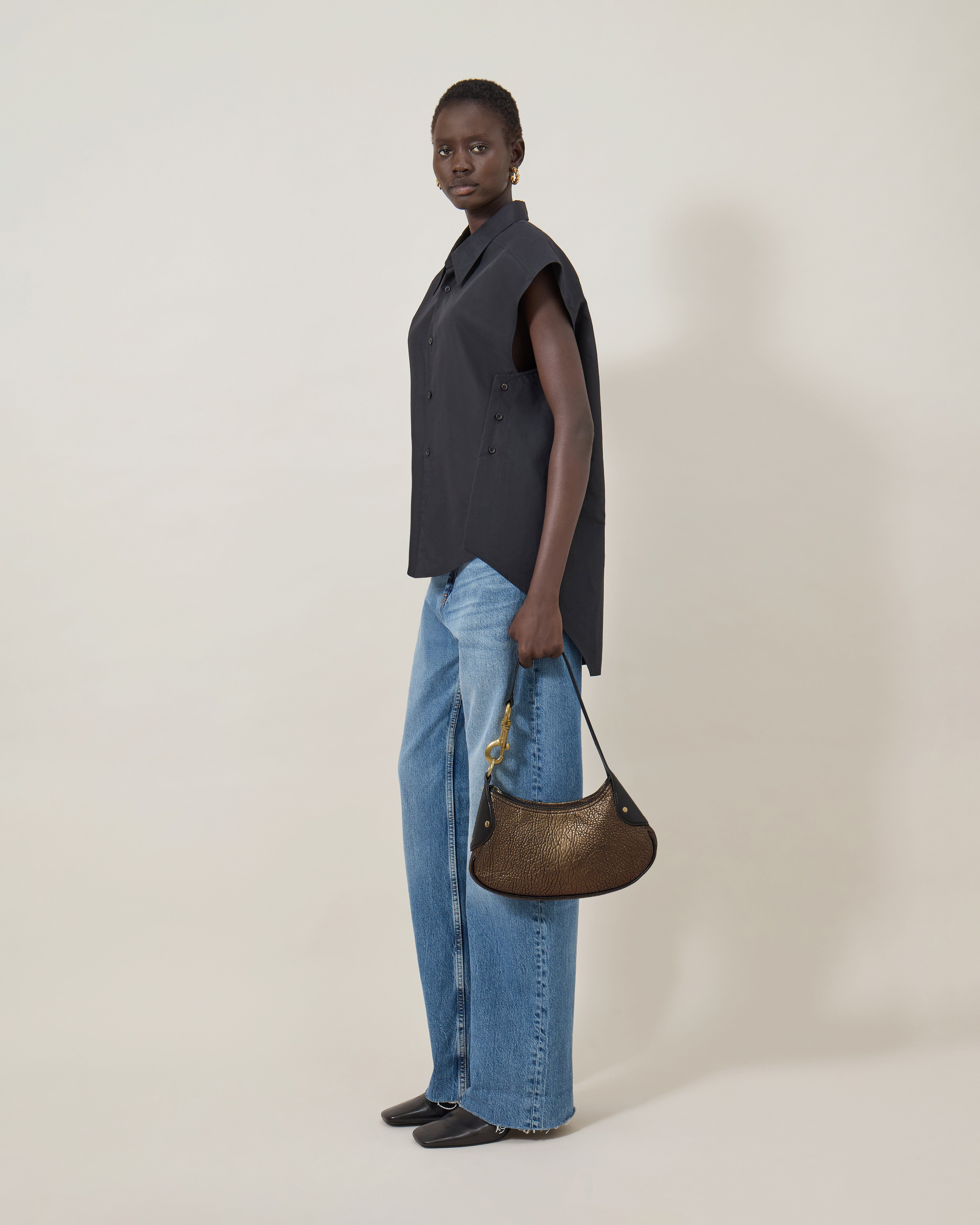 Mulberry | Small Hackney Shoulder Bag | Bronze Metallic Lamb