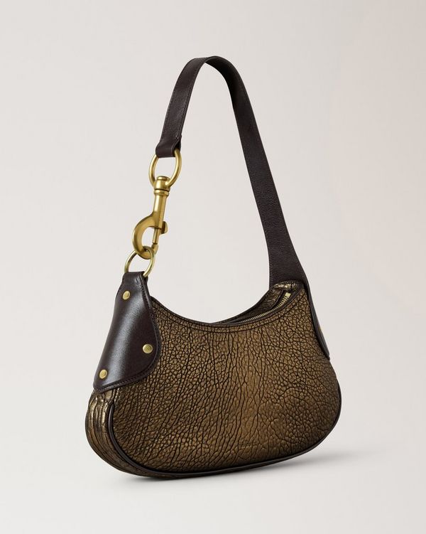 Mulberry | Small Hackney Shoulder Bag | Bronze Metallic Lamb