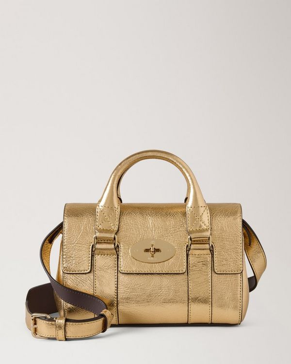 Mulberry | Mini Bayswater | Somerset Gold Grainy Metallic | Bayswater