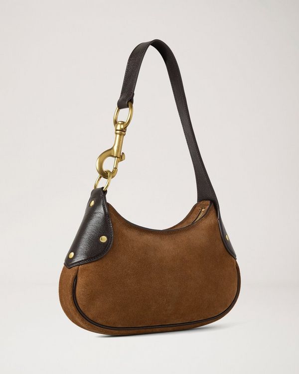 Mulberry | Small Hackney Shoulder Bag | Vintage Oak Suede | Top Handle Bags