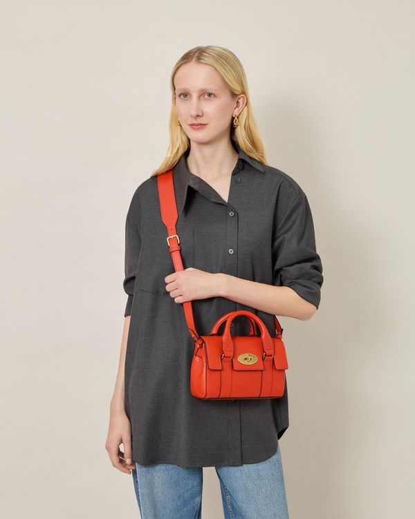 Mulberry | Mini Bayswater | Coral Orange Small Classic Grain