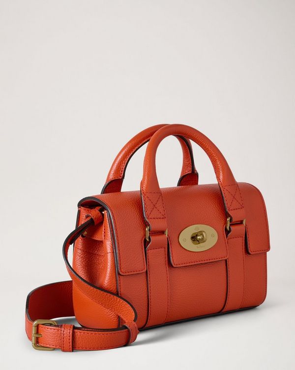 Mulberry | Mini Bayswater | Coral Orange Small Classic Grain