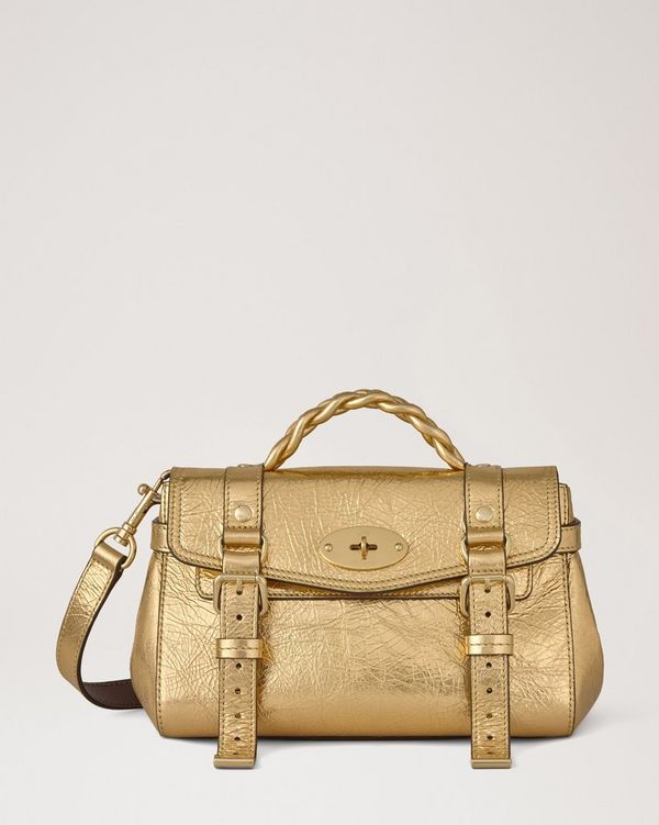 Mulberry | Mini Alexa | Somerset Gold Grainy Metallic | Women