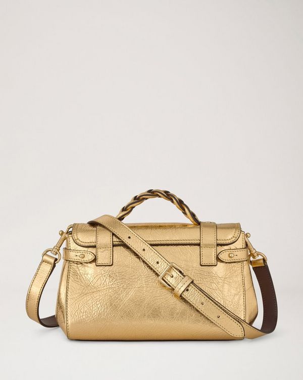 Mulberry | Mini Alexa | Somerset Gold Grainy Metallic | Women