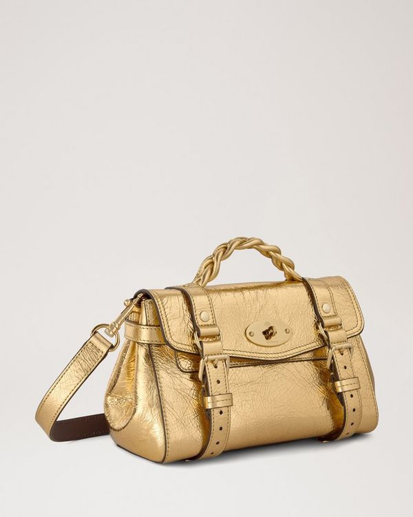 Mulberry | Mini Alexa | Somerset Gold Grainy Metallic | Women