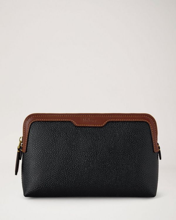 Mulberry | Small Cosmetic Pouch | Black & Cognac Bio Based Scotchgrain
