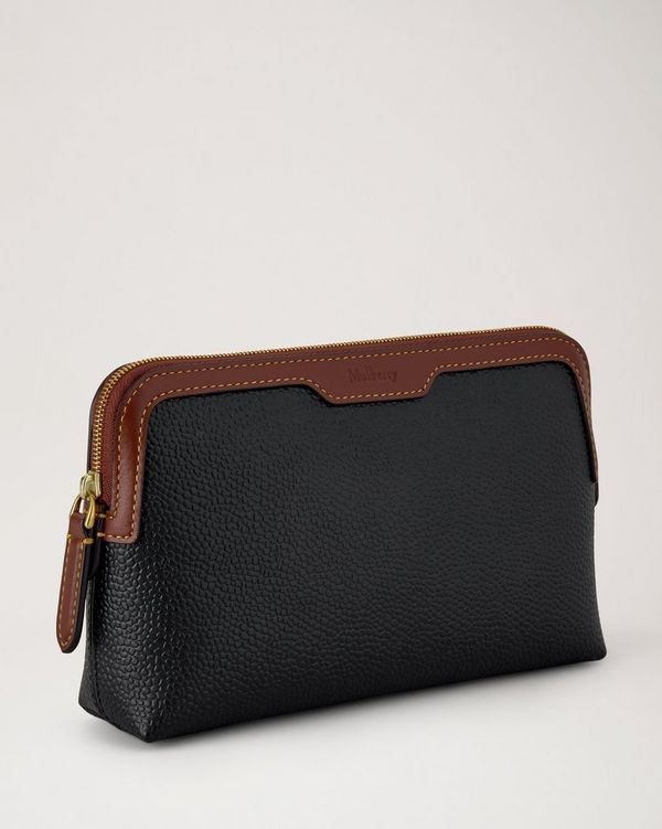 Mulberry | Small Cosmetic Pouch | Black & Cognac Bio Based Scotchgrain