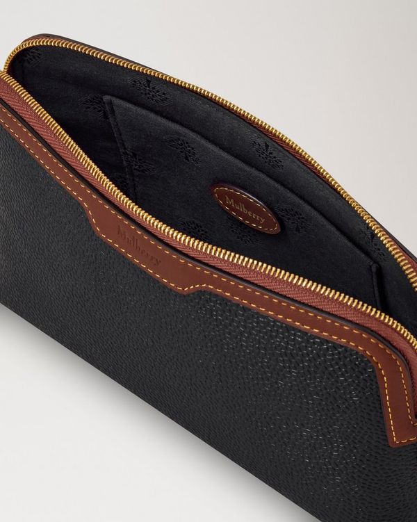 Mulberry | Small Cosmetic Pouch | Black & Cognac Bio Based Scotchgrain