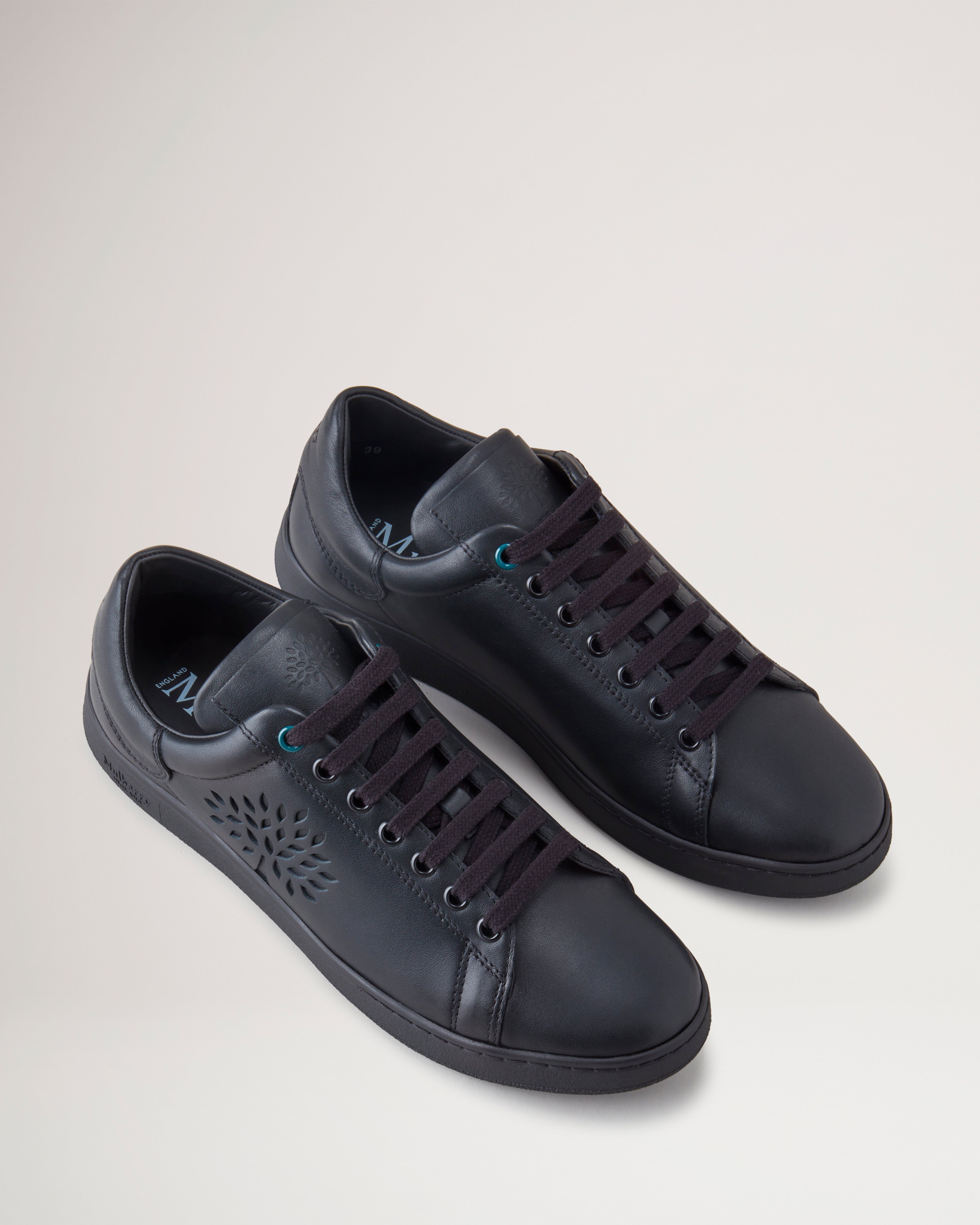 Tree Tennis Trainers | Black Leather | Men | Mulberry