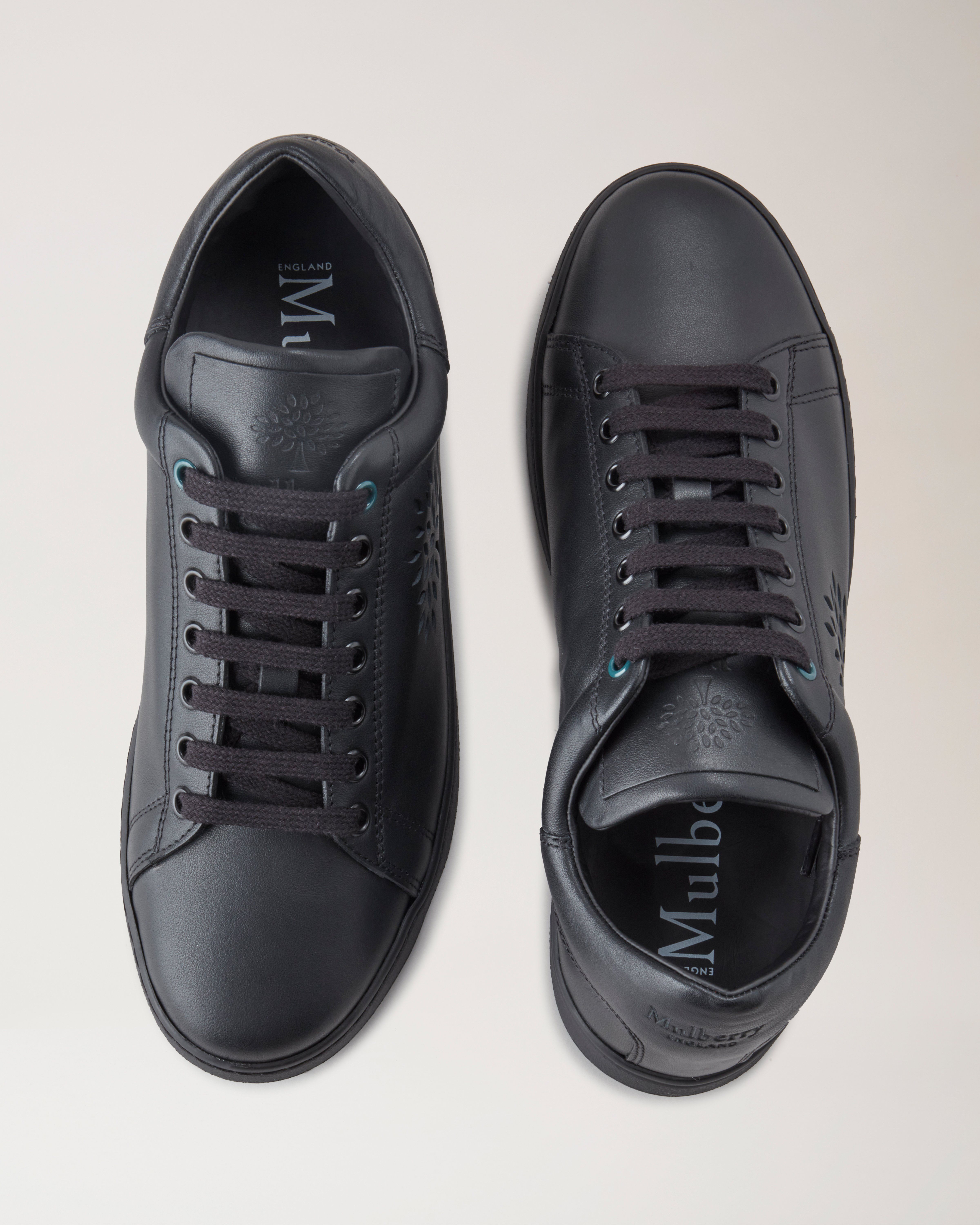 Tree Tennis Trainers | Black Leather | Men | Mulberry