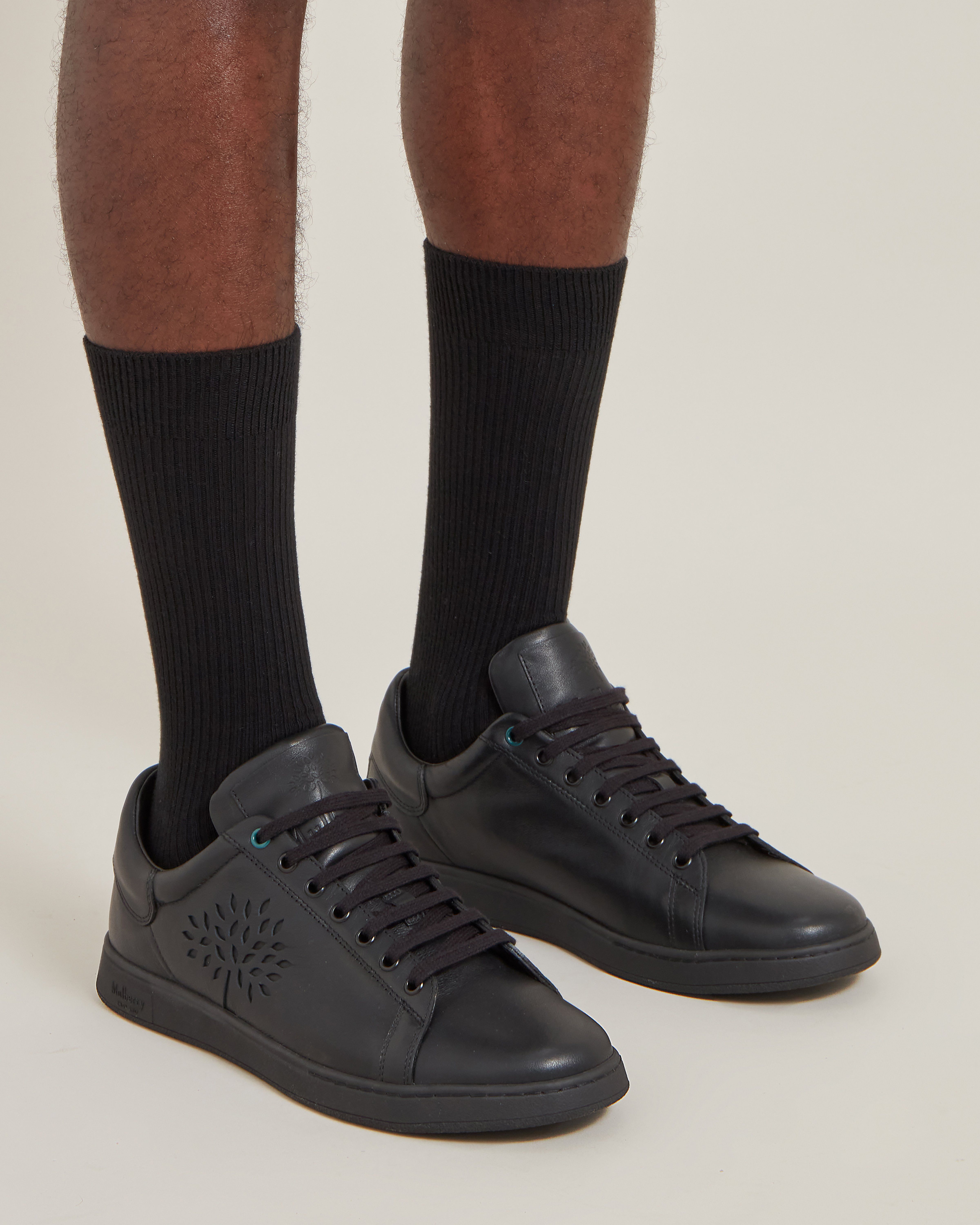 Tree Tennis Trainers | Black Leather | Men | Mulberry