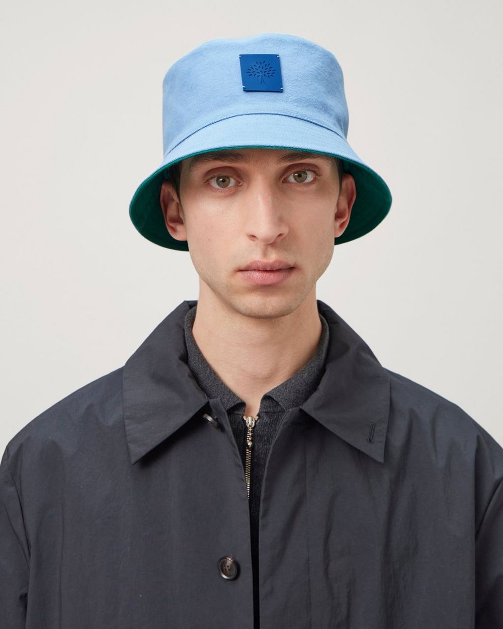 Solid Reversible Bucket Hat | Cornflower Blue & Lawn Green Cotton | Men ...