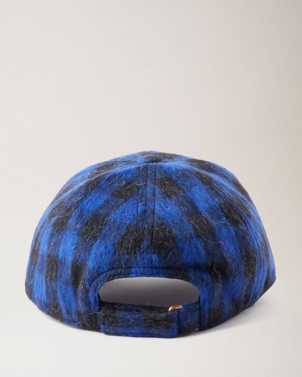 Check Baseball Cap | Sapphire & Black Wool & Polyester | Men | Mulberry