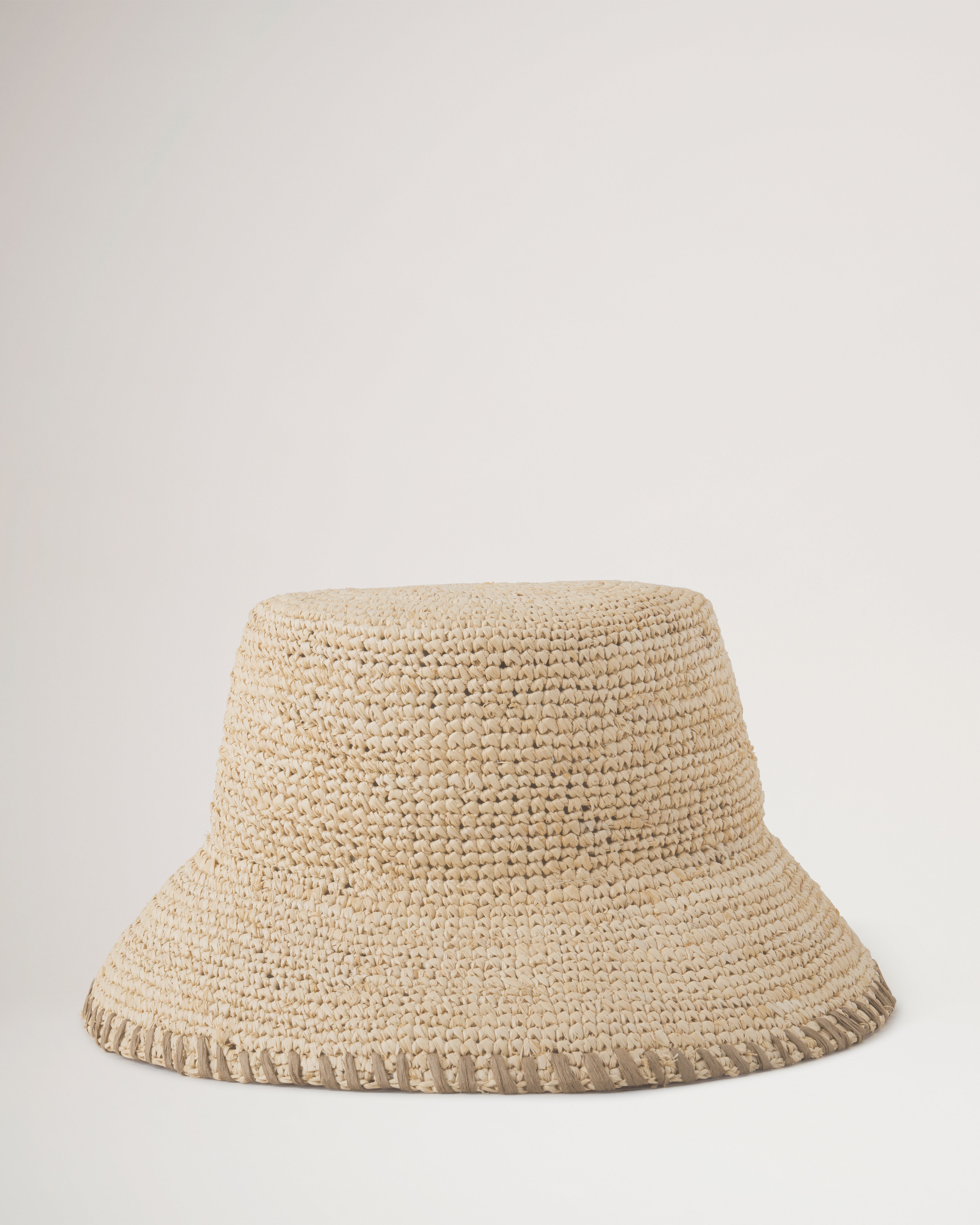 Whip Stitch Summer Raffia Bucket Hat | Beige Raffia | Women | Mulberry