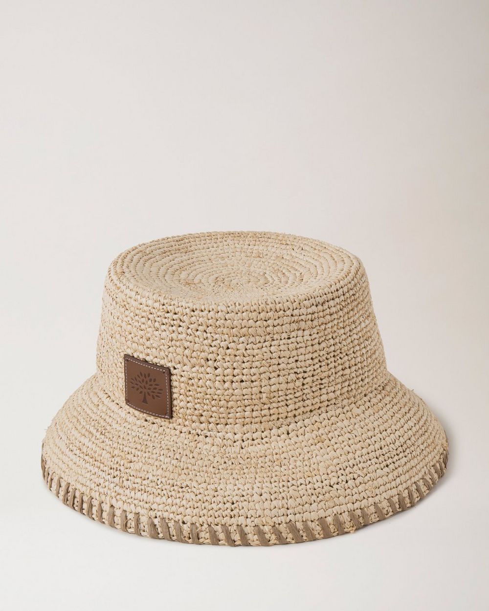 Whip Stitch Summer Raffia Bucket Hat | Beige Raffia | Women | Mulberry
