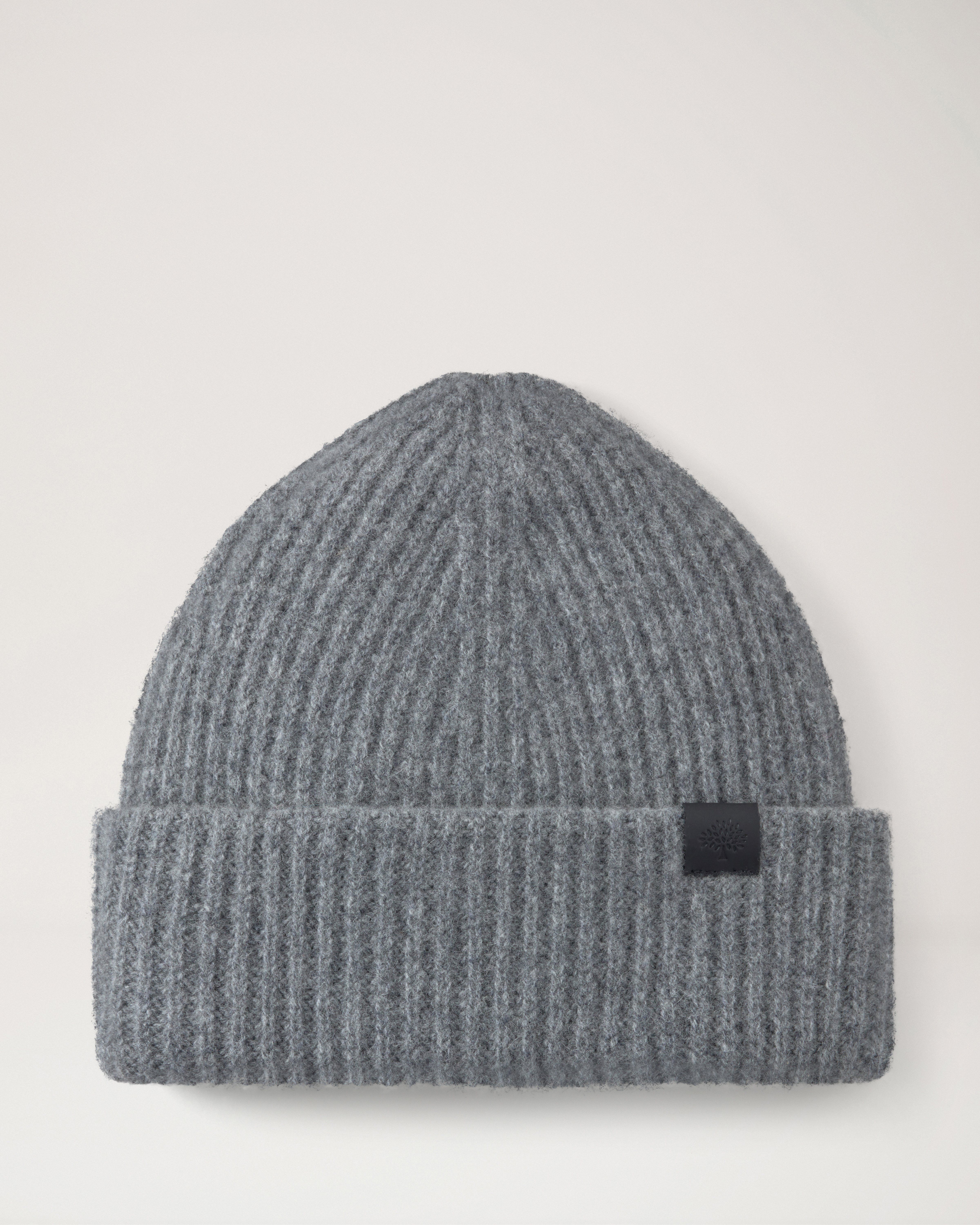 Mulberry | Chunky Ribbed Beanie | Dark Grey Melange Lambswool