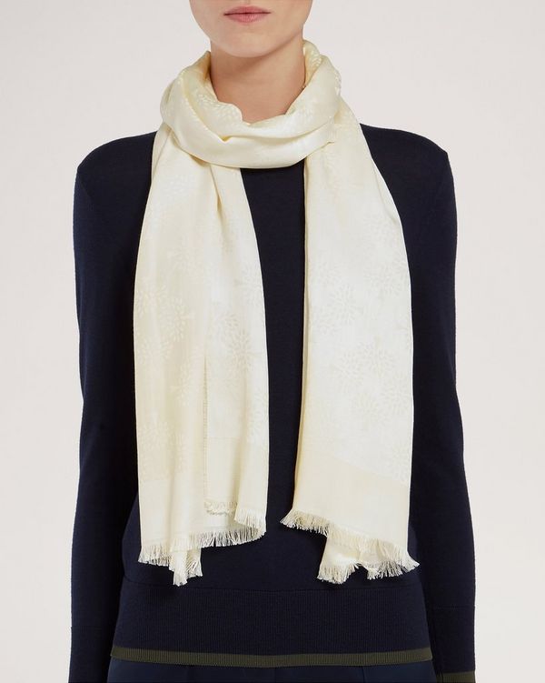 Mulberry Tree Rectangular Scarf | Cream Silk Cotton | Women | Mulberry