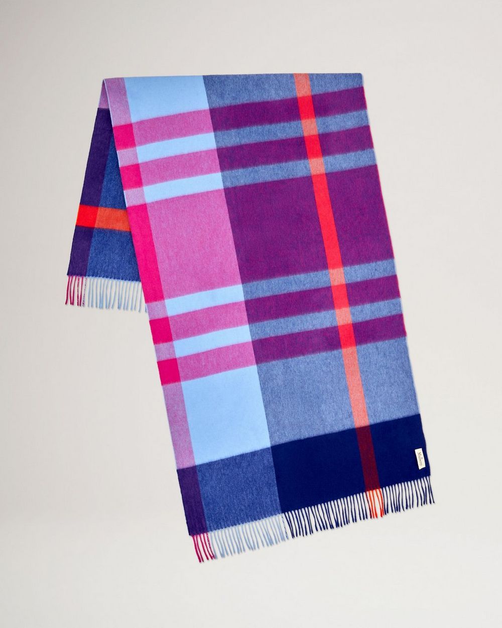 Large Check Merino Wool Scarf | Cornflower Blue Merino Wool | Women ...
