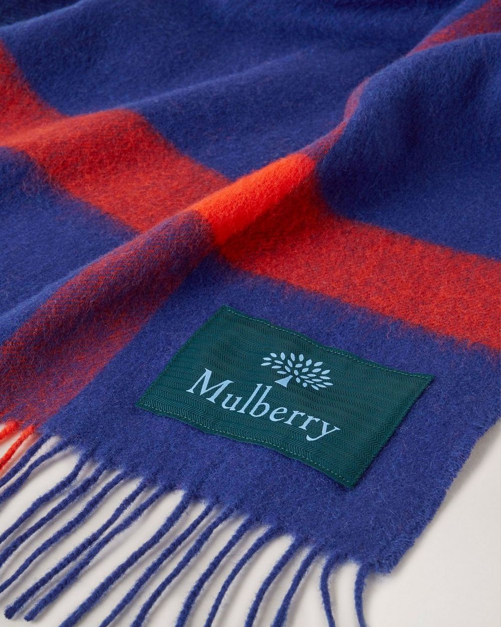 Large Check Merino Wool Scarf | Cornflower Blue Merino Wool | Women ...