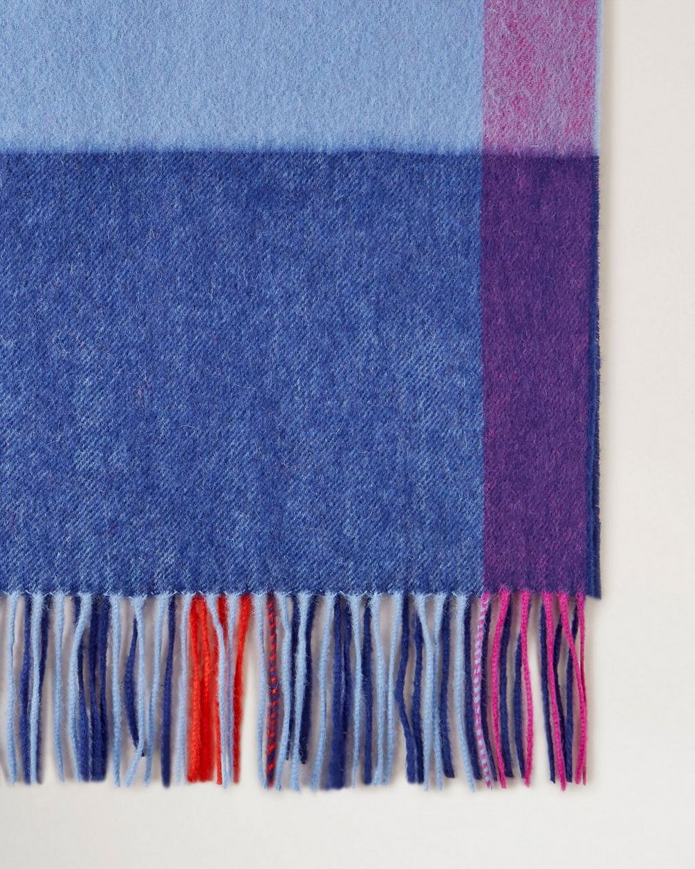 Large Check Merino Wool Scarf | Cornflower Blue Merino Wool | Women ...