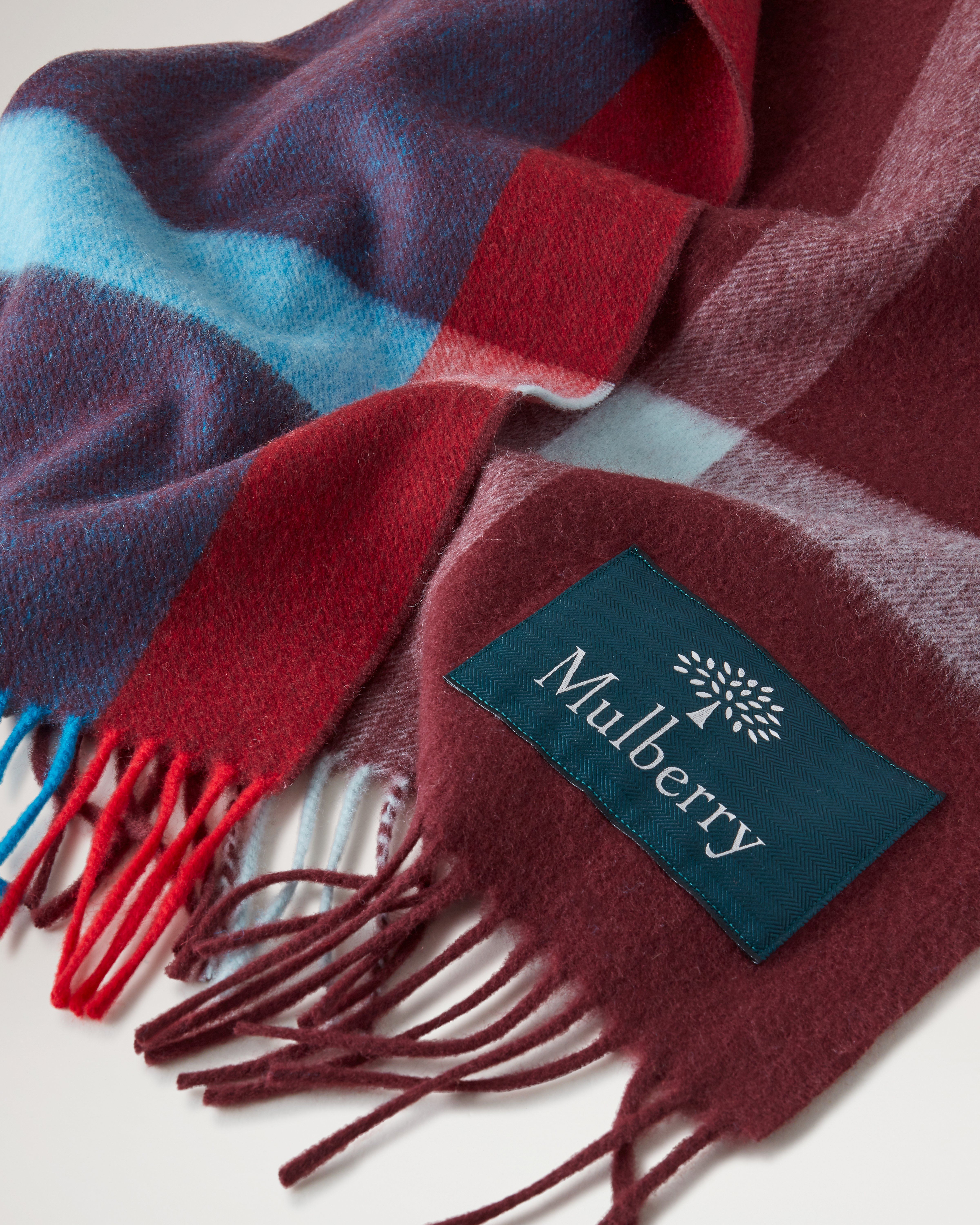 Large Check Merino Wool Scarf | Portobello Blue Merino Wool | Women ...