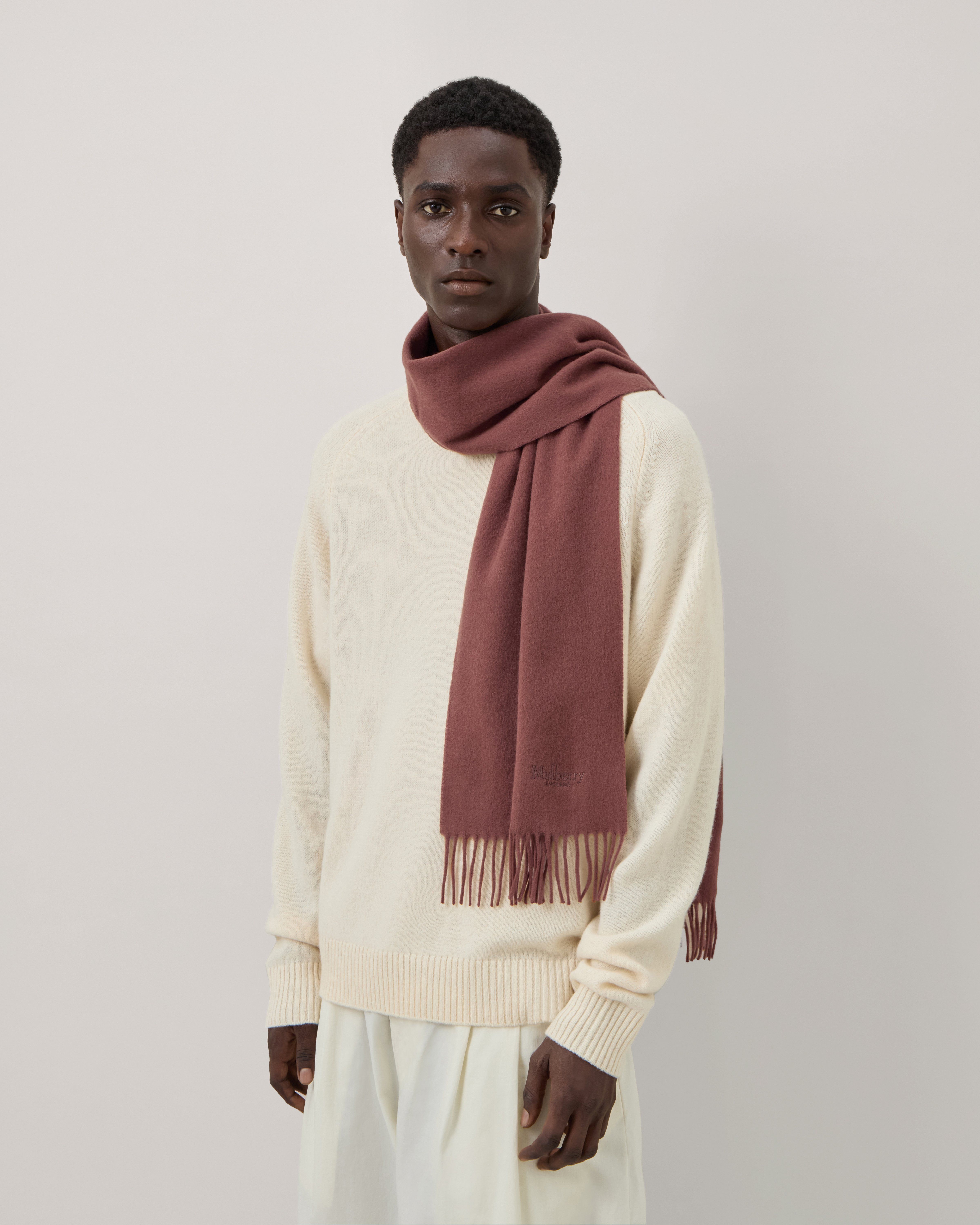 Small Solid Merino Wool Scarf | Bright Oak Merino Wool | Women | Mulberry