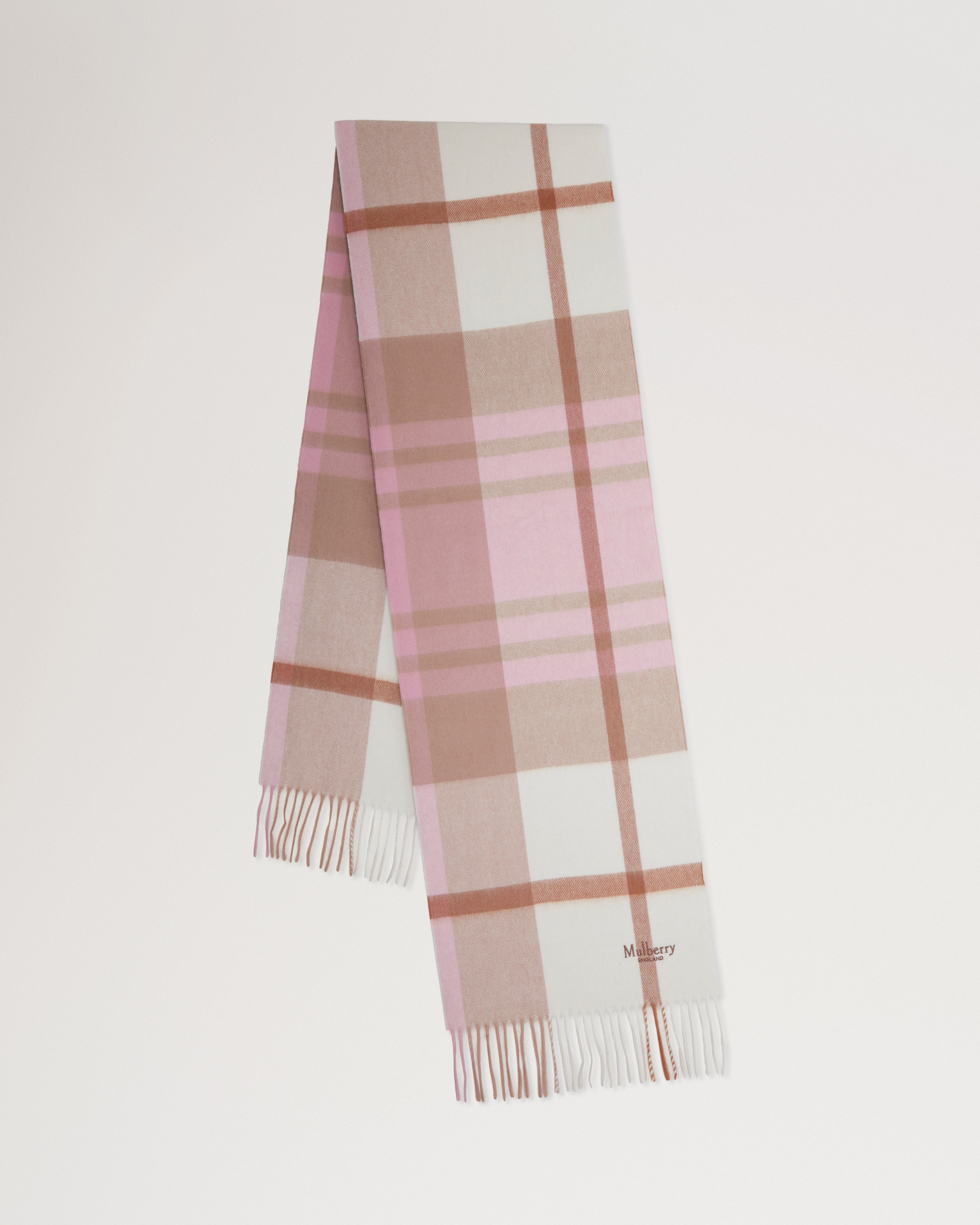 Mulberry | Small Check Merino Wool Scarf | Maple & Powder Rose Merino Wool