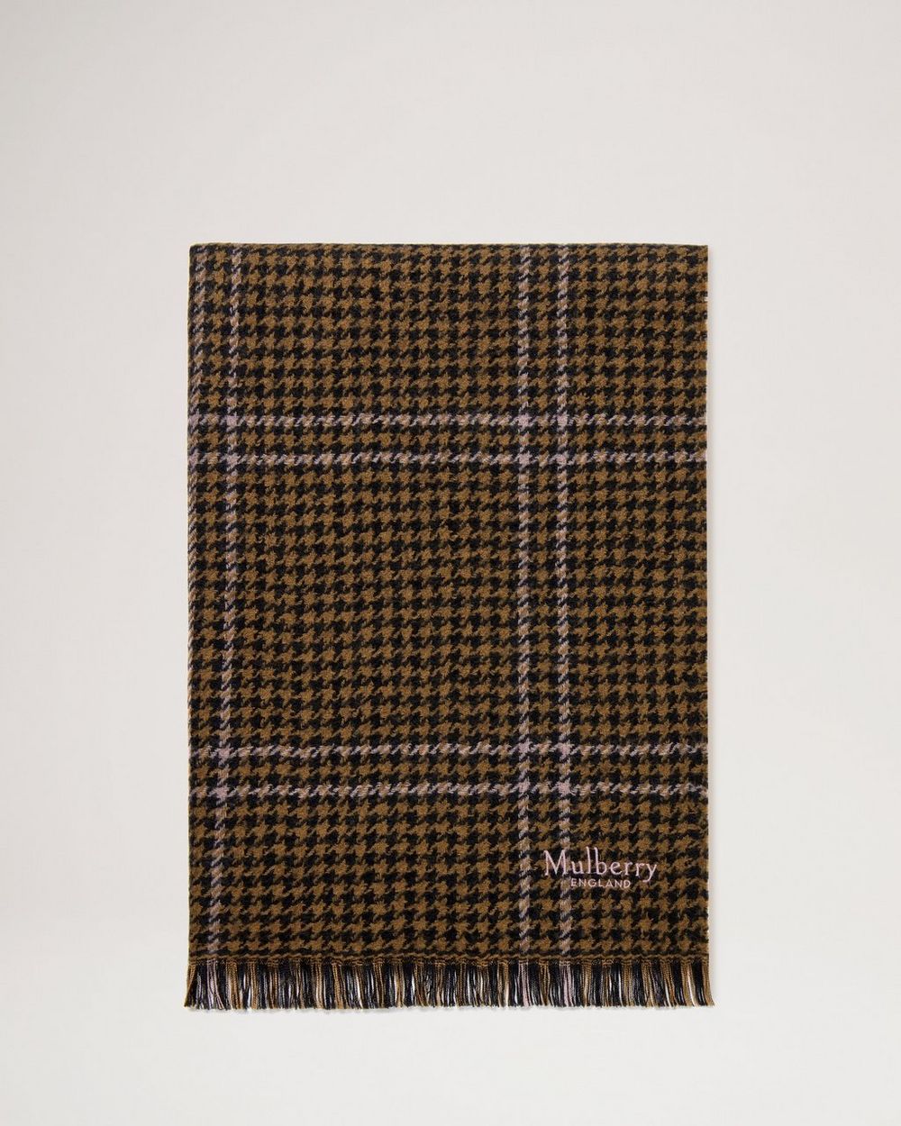 Reversible TriColour Check Scarf | Ebony Lambswool | Women | Mulberry