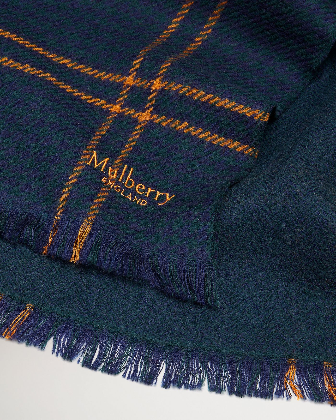 Reversible TriColour Check Scarf | Mulberry Green Lambswool | Women ...