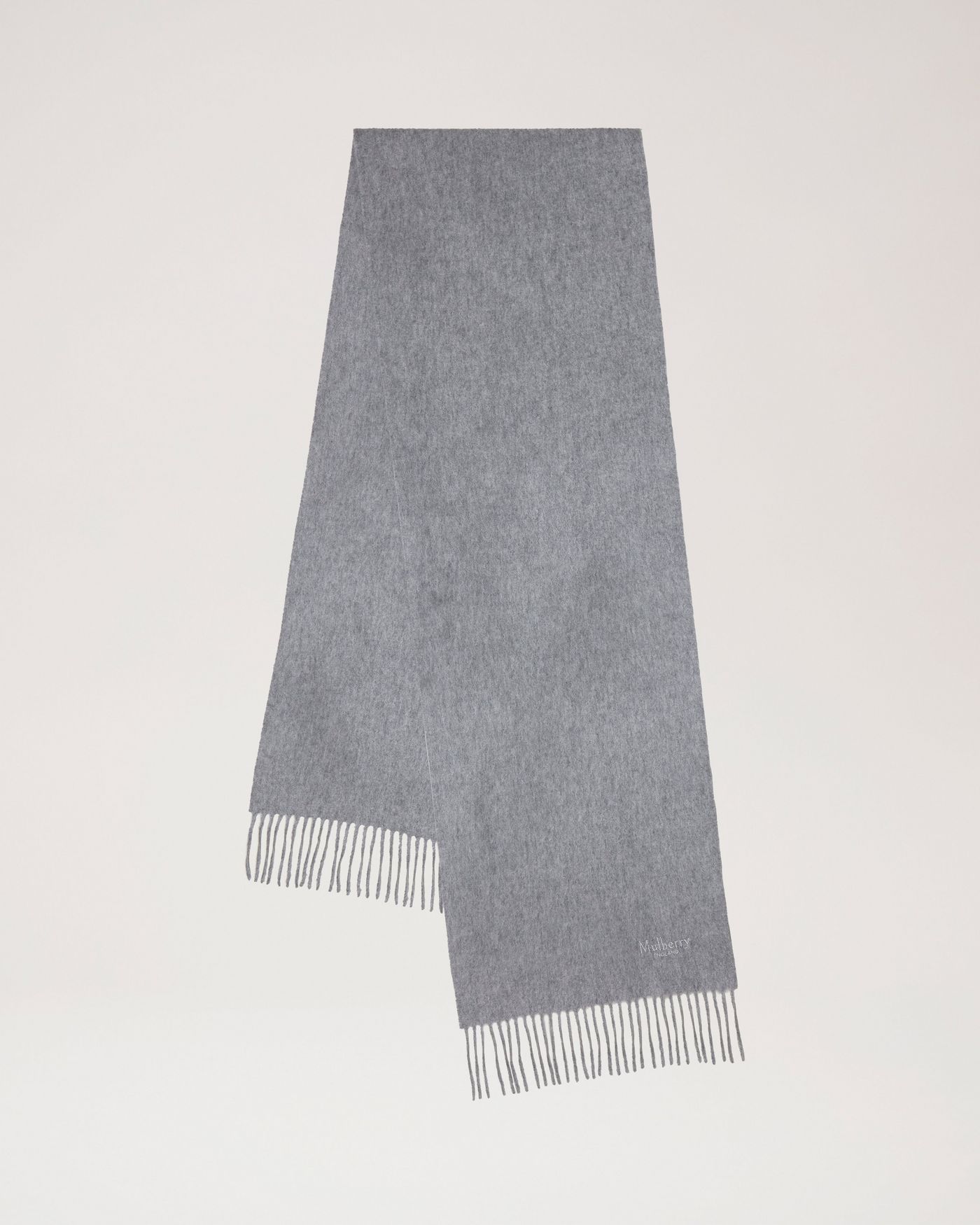 Cashmere Scarf | Light Grey Melange Cashmere | Men | Mulberry