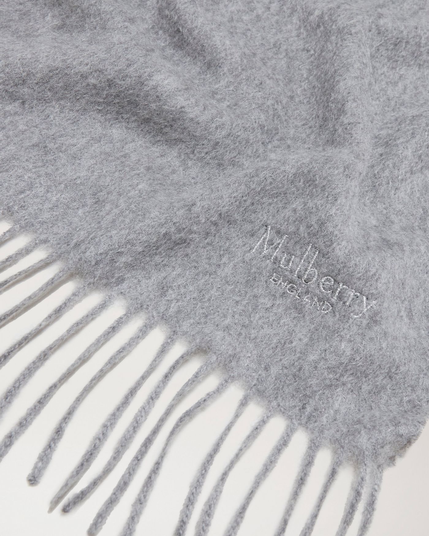 Cashmere Scarf | Light Grey Melange Cashmere | Men | Mulberry