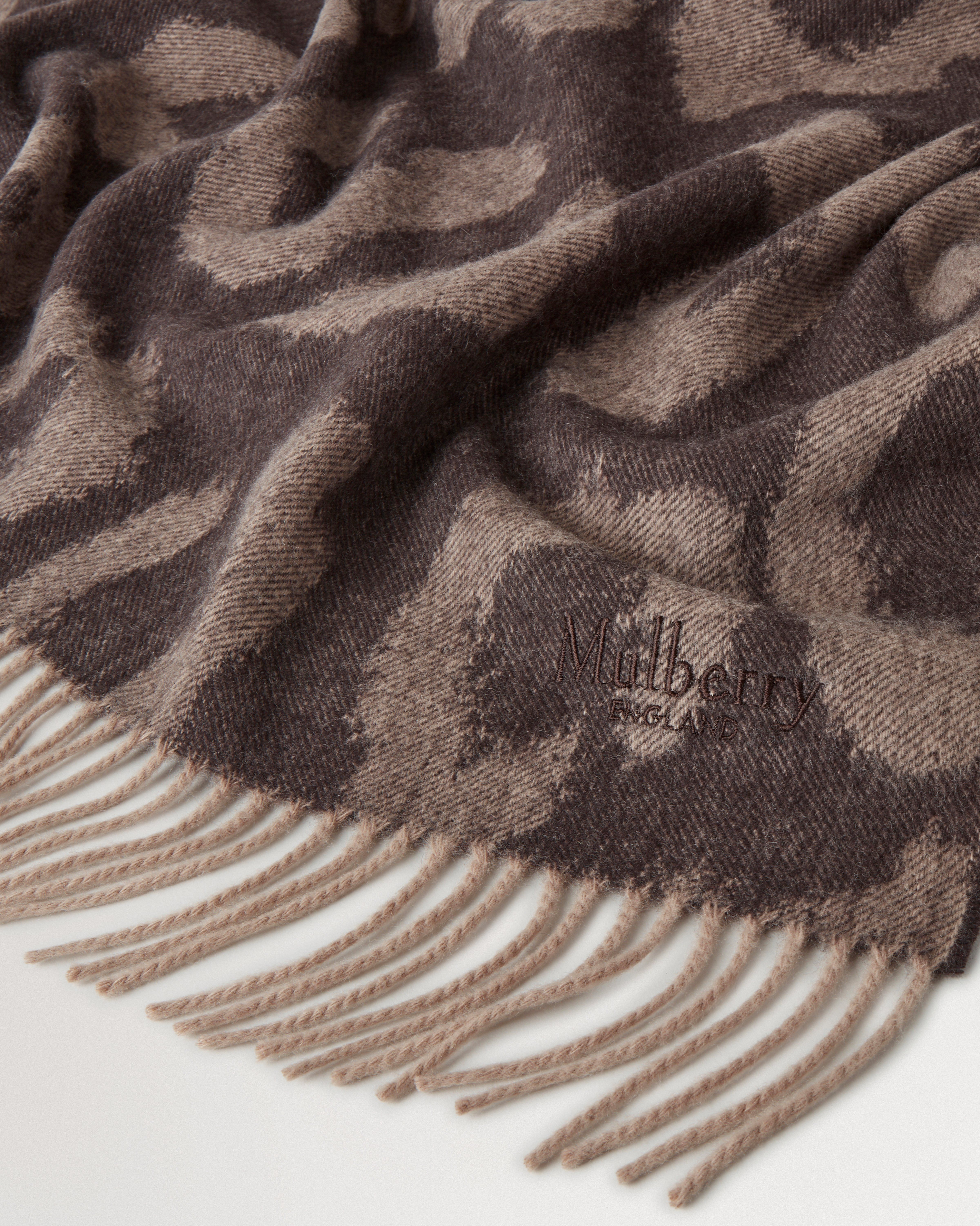 Leopard Merino Wool Scarf | Ebony & Maple Merino Wool | Women | Mulberry