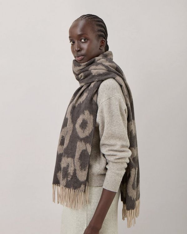 Mulberry | Leopard Merino Wool Scarf | Ebony & Maple Merino Wool