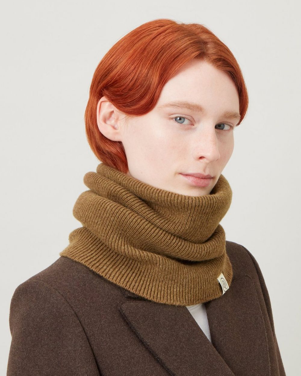 Cashmere Blend Solid Snood | Teak Cashmere Blend | Men | Mulberry
