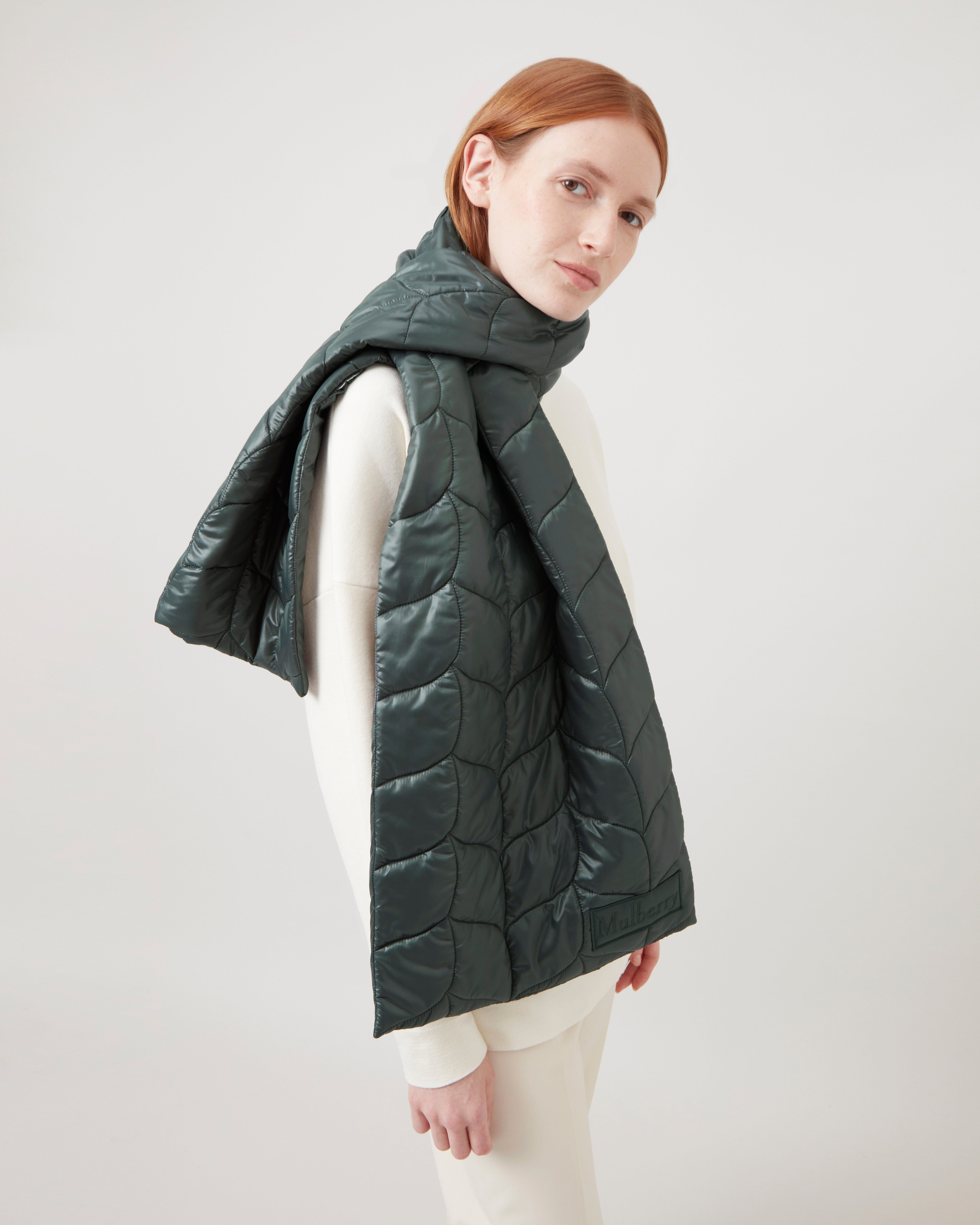Softie Quilted Nylon Scarf | Mulberry Green Recycled Nylon | Softie ...