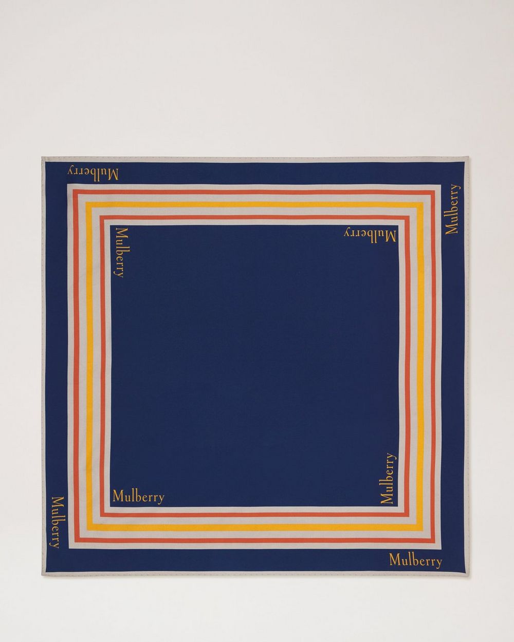 Logo Border Square | Sapphire 100% Silk Twill | Women | Mulberry