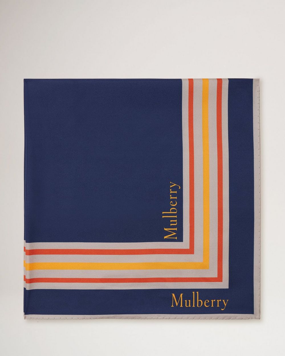 Logo Border Square | Sapphire 100% Silk Twill | Women | Mulberry