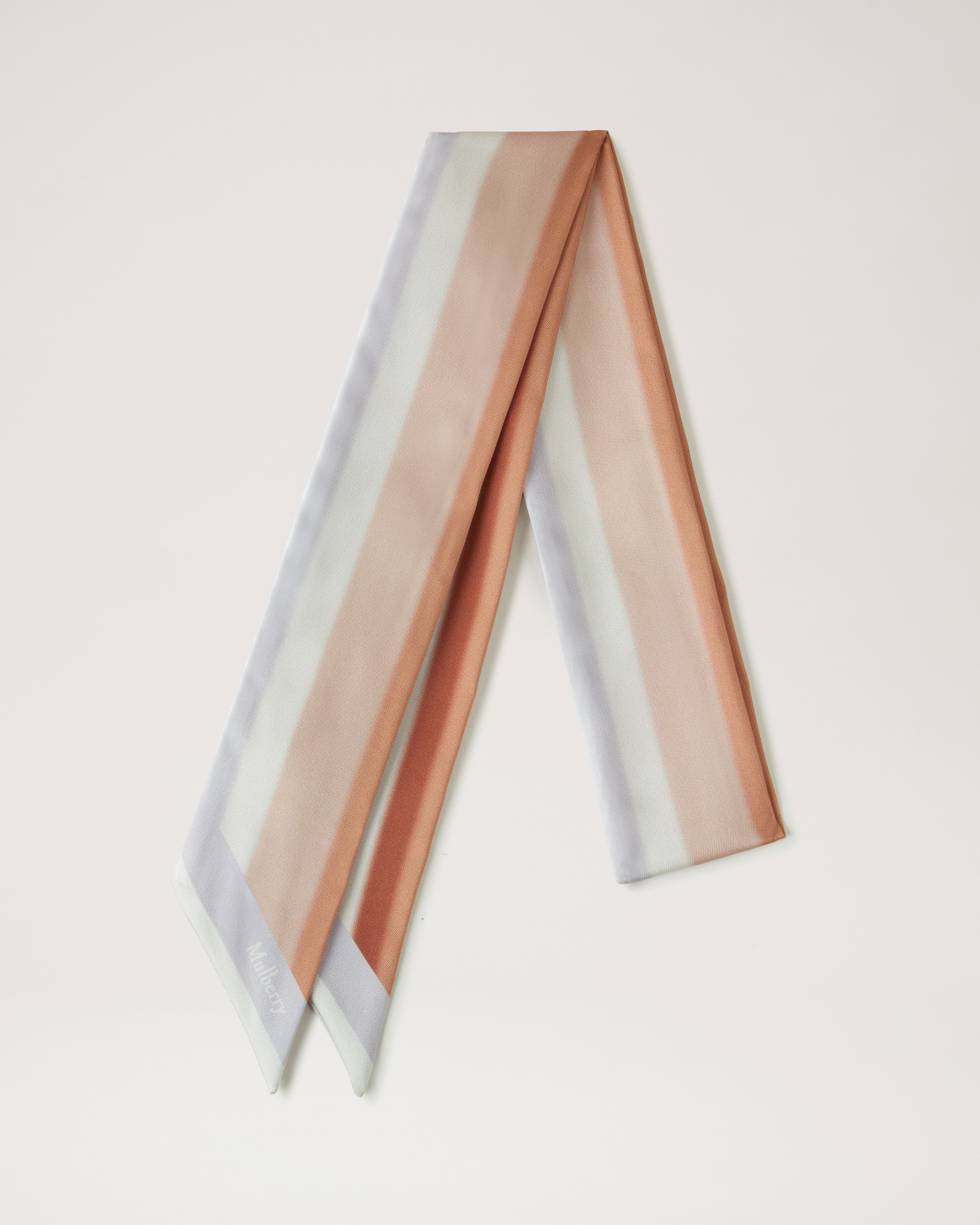 Soft Stripe Skinny Scarf | Maple & Pale Grey Recycled Polyester | Women ...