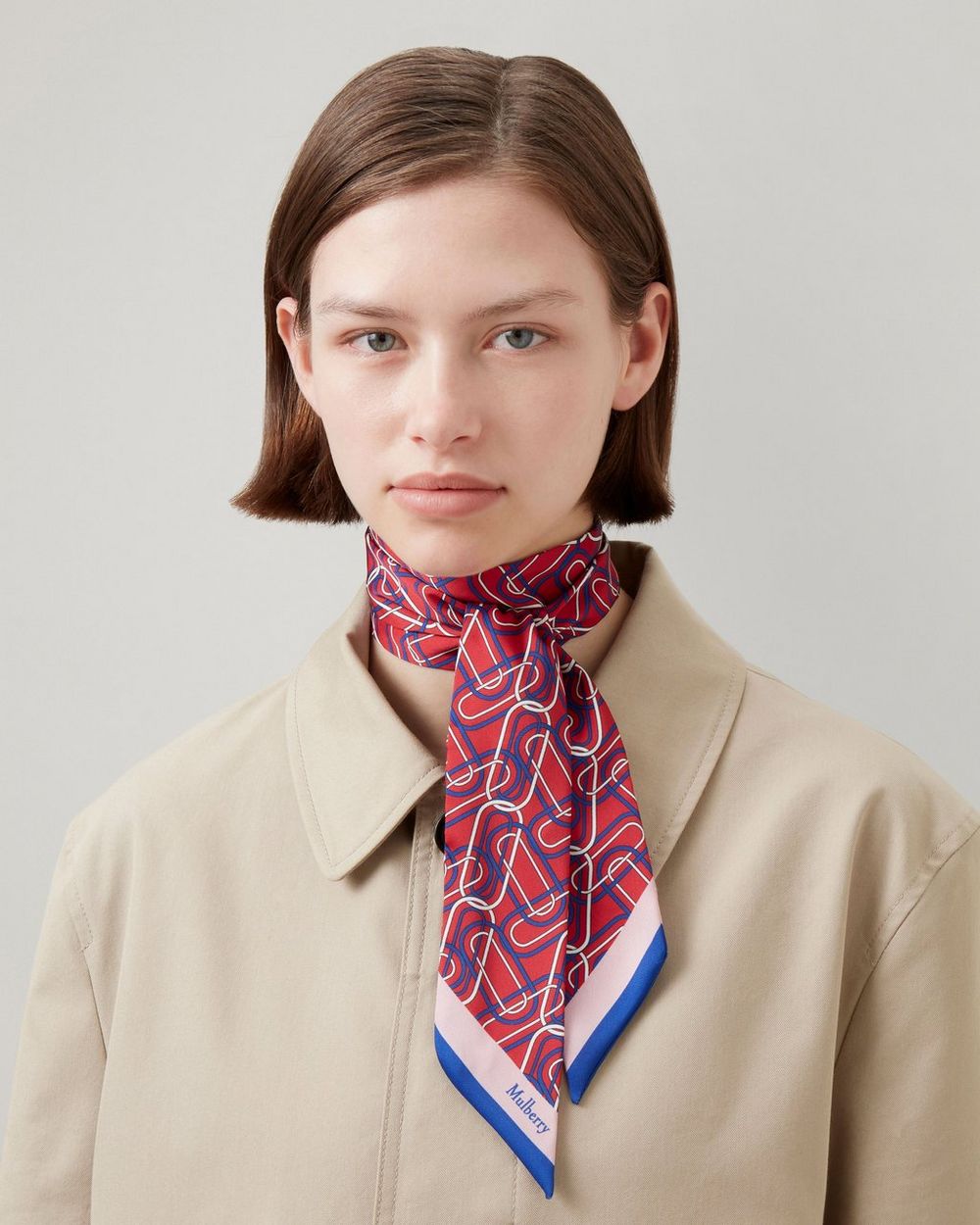 Softie Chain Skinny Scarf | Lanc Red-Pwdr Rose 100% Rec Poly | Women ...