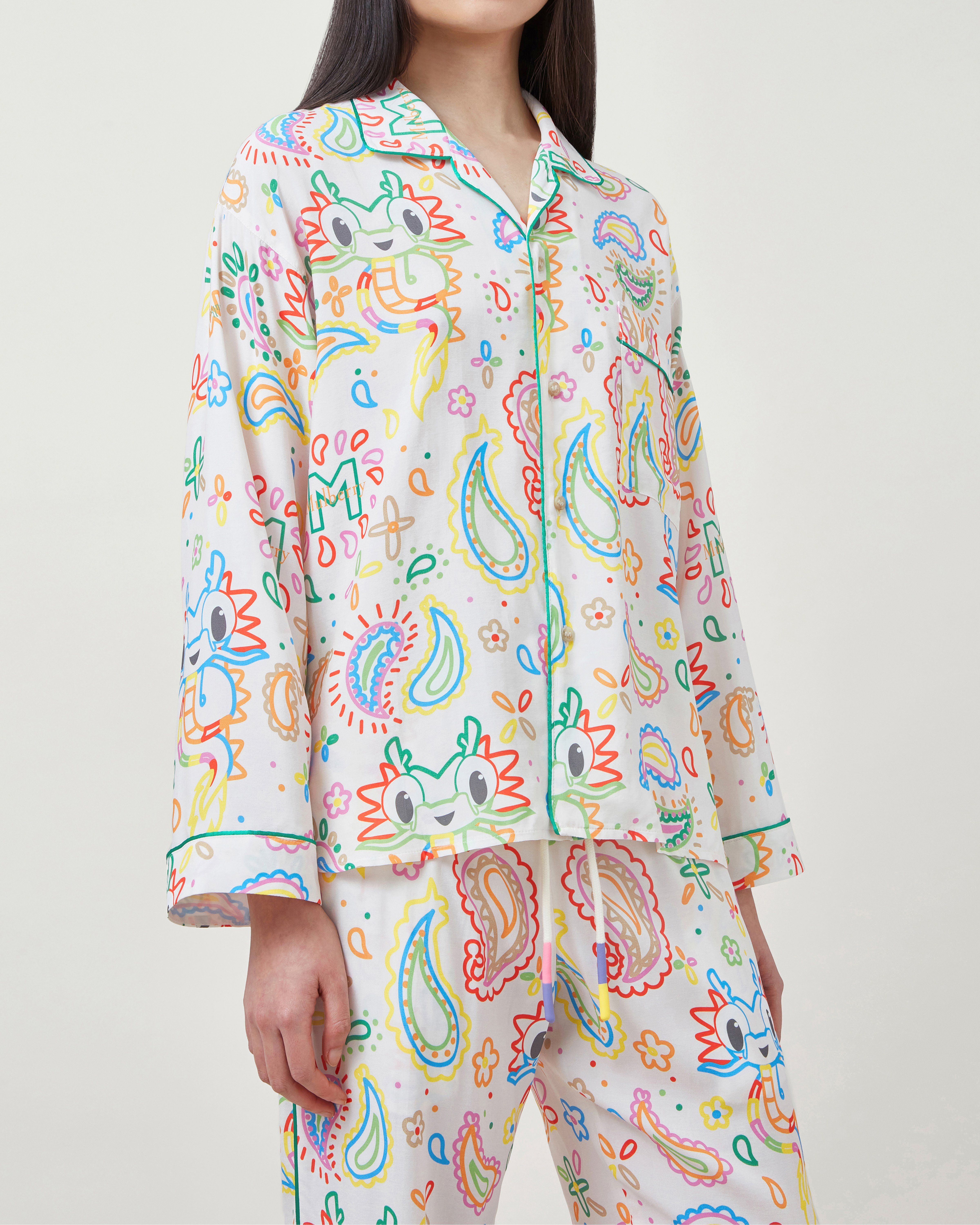 Mulberry x Mira Mikati Printed Relaxed Shirt | Multi Colour Viscose ...