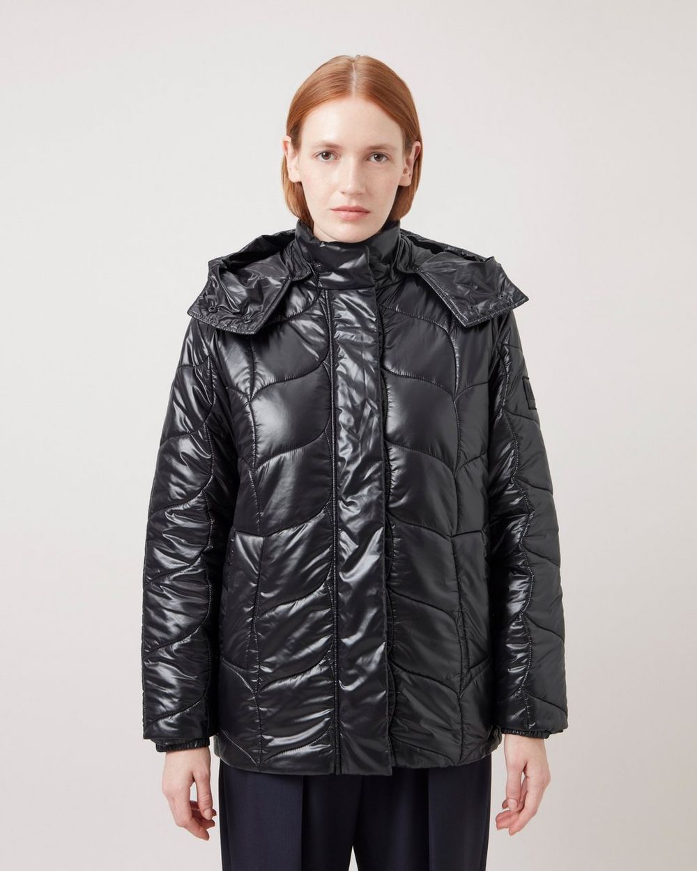 Softie Quilted Hooded Puffer Jacket | Black Recycled Nylon | Softie ...