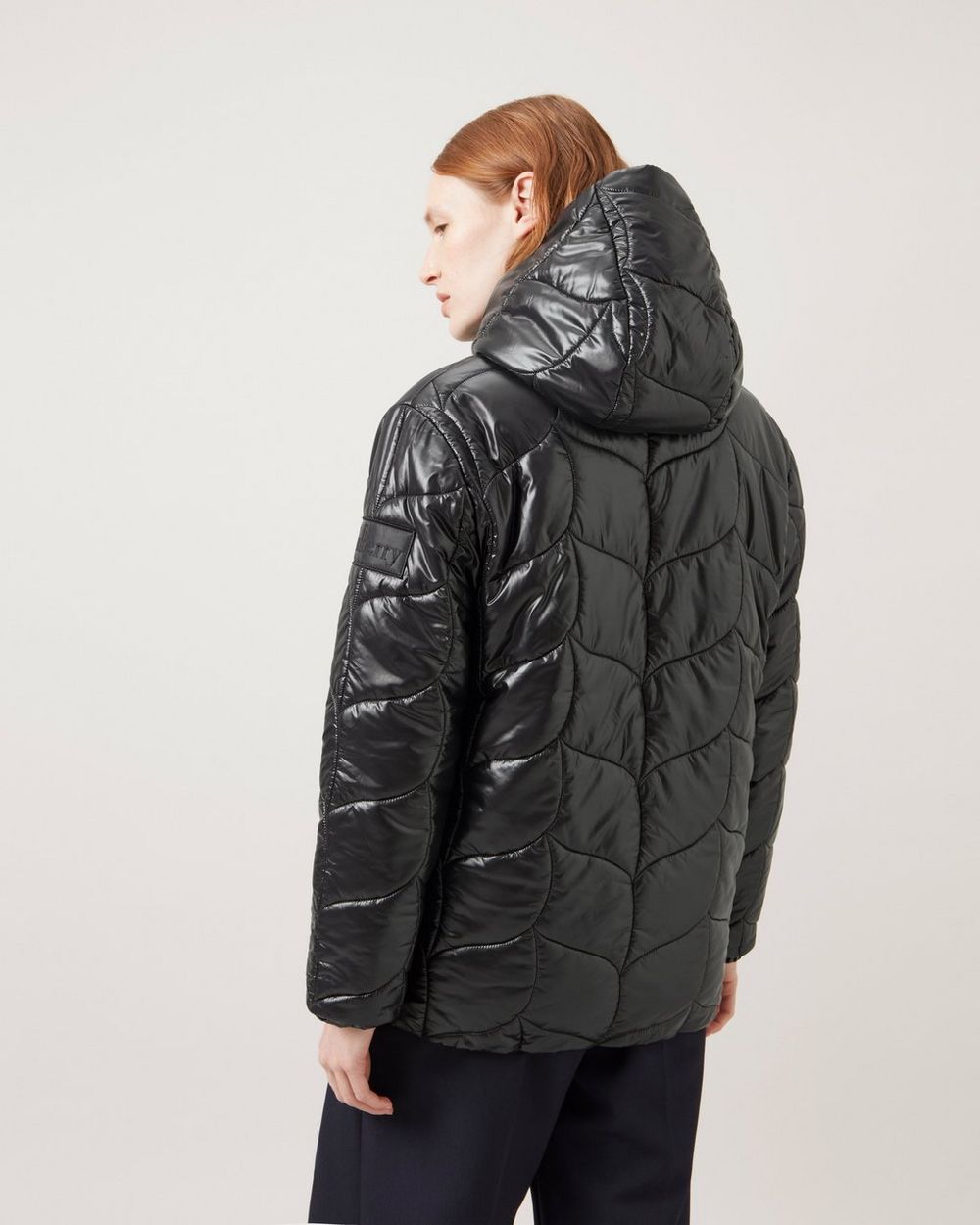 Softie Quilted Hooded Puffer Jacket | Black Recycled Nylon | Softie ...