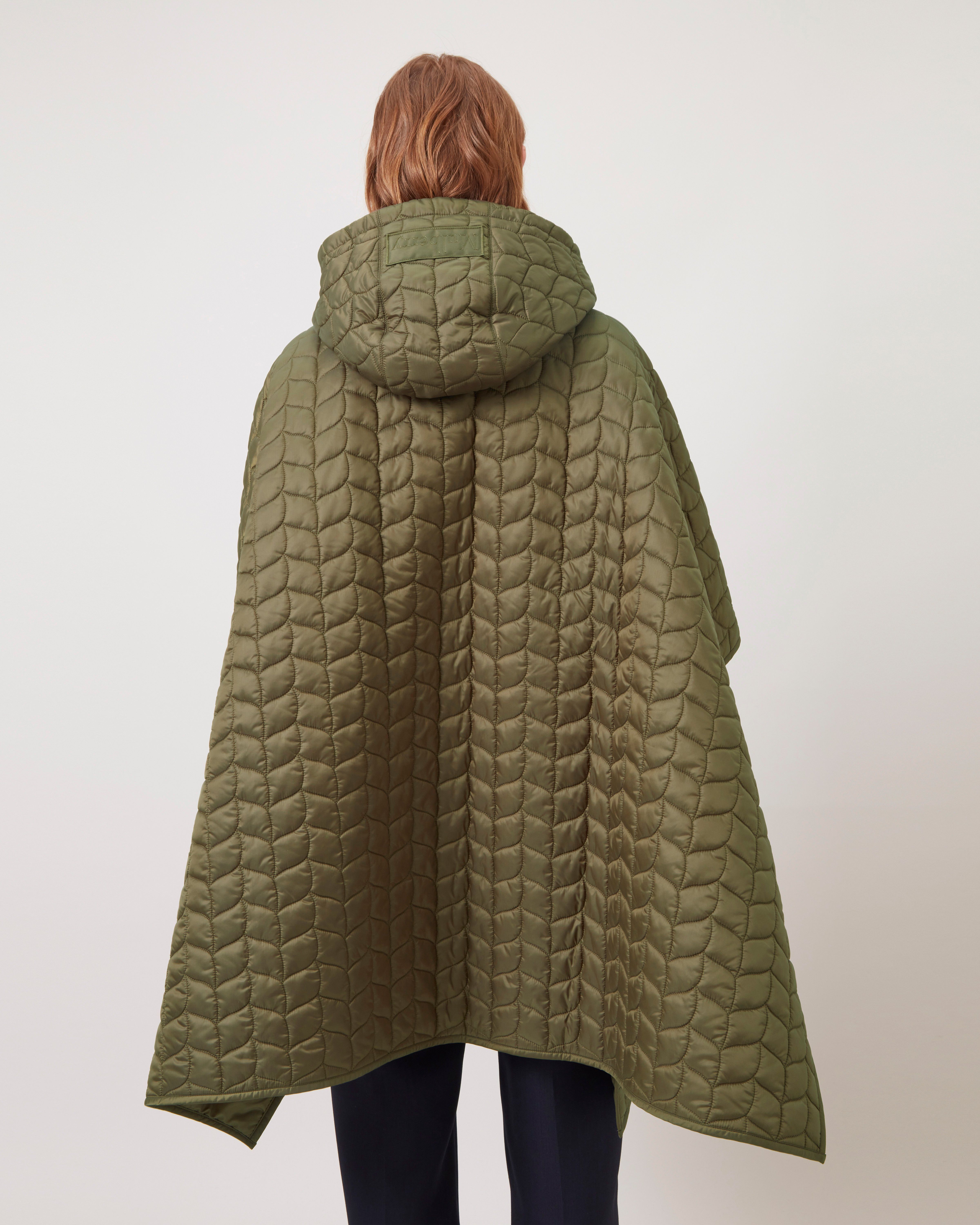 Softie Quilted Hooded Cape | Khaki Recycled Nylon | Softie Outerwear ...