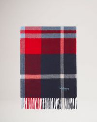 Small Check Lambswool Scarf | Midnight Lambswool | Women | Mulberry
